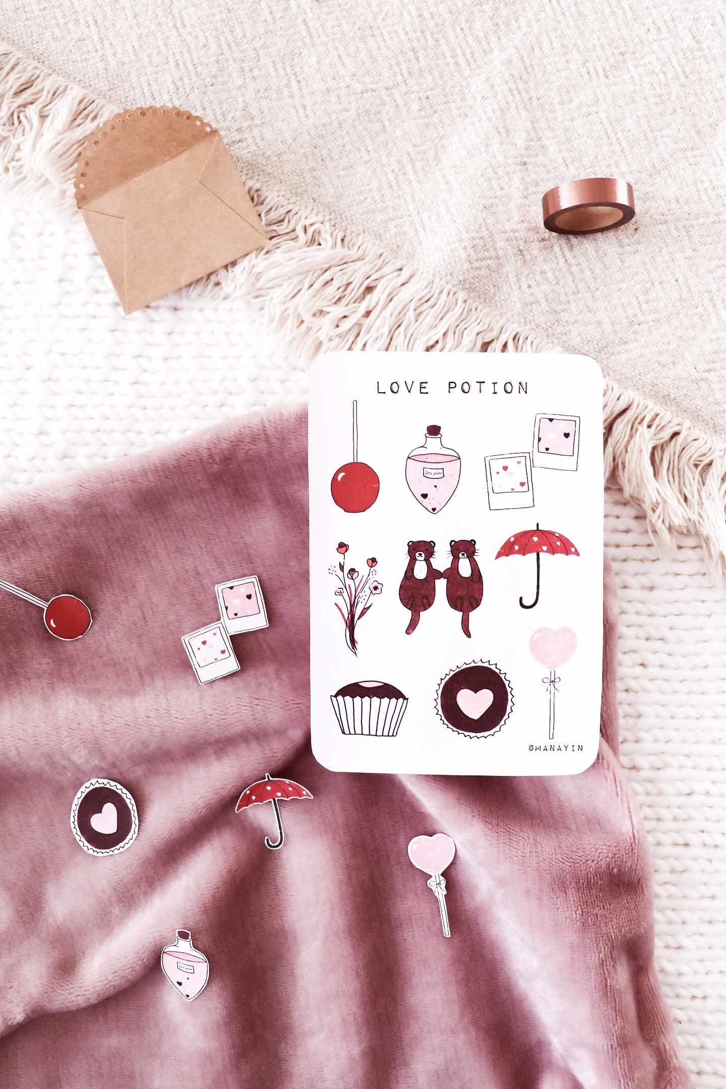 Des stickers pour la Saint-Valentin à imprimer gratuitement - Manayin