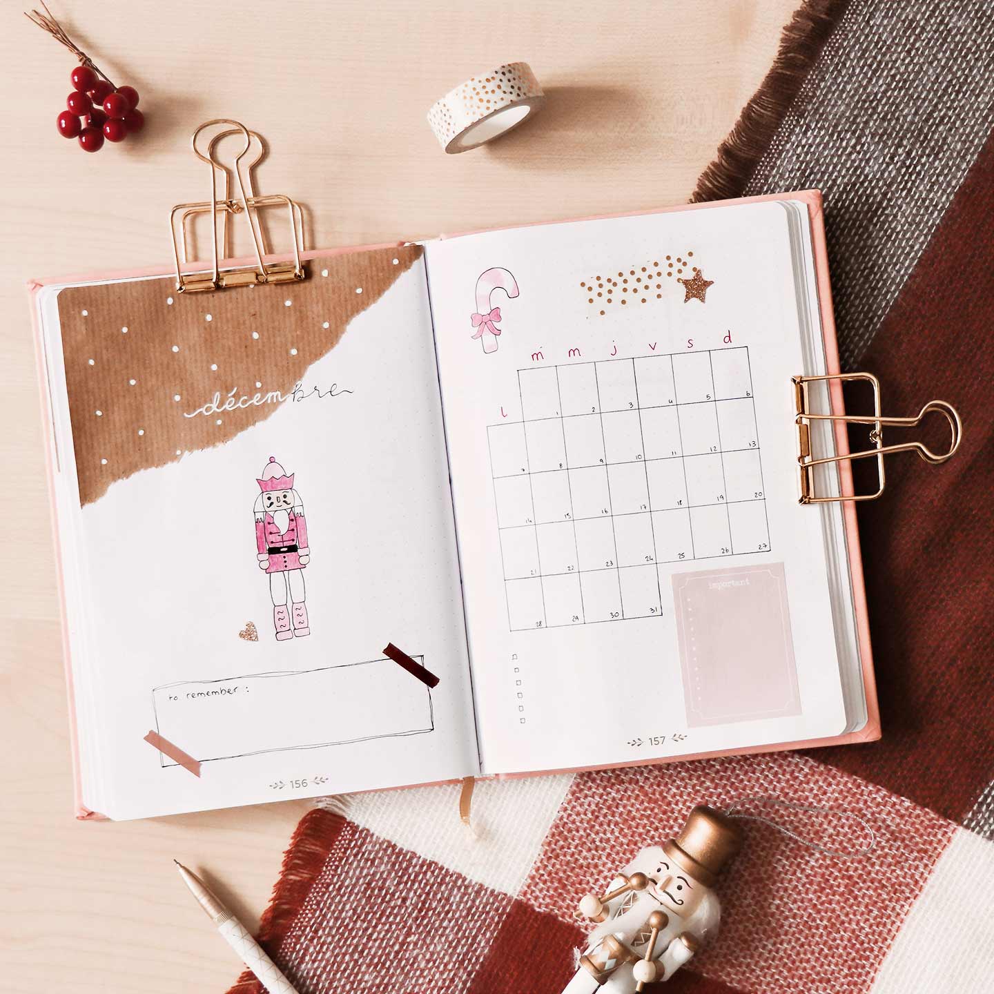 Bullet journal : mon mois de décembre sur un thème de Noël - Manayin