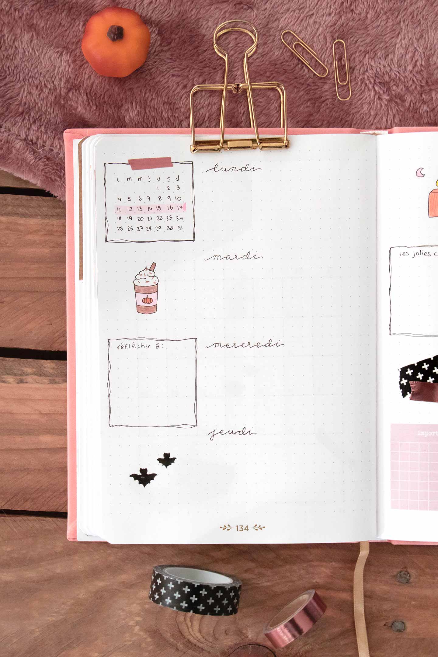 Octobre dans mon bullet journal sur le thème de l’automne - Manayin