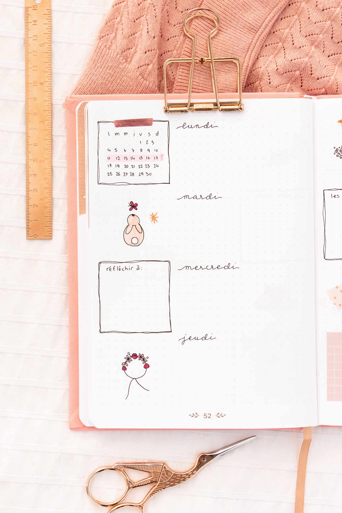 Avril dans mon bullet journal sur le thème de Pâques - Manayin