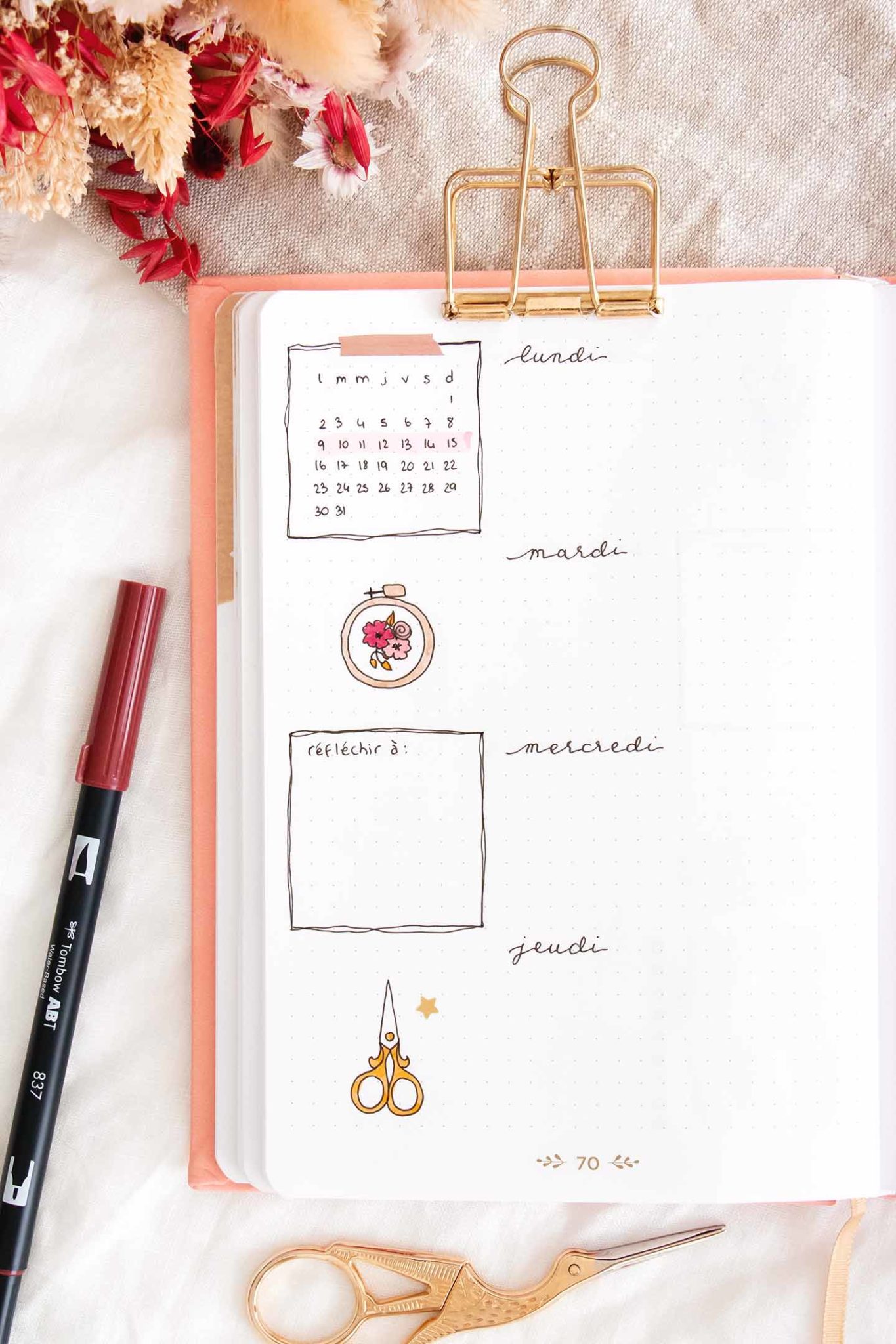 Le mois de Mai dans mon bullet journal sur un thème créatif - Manayin