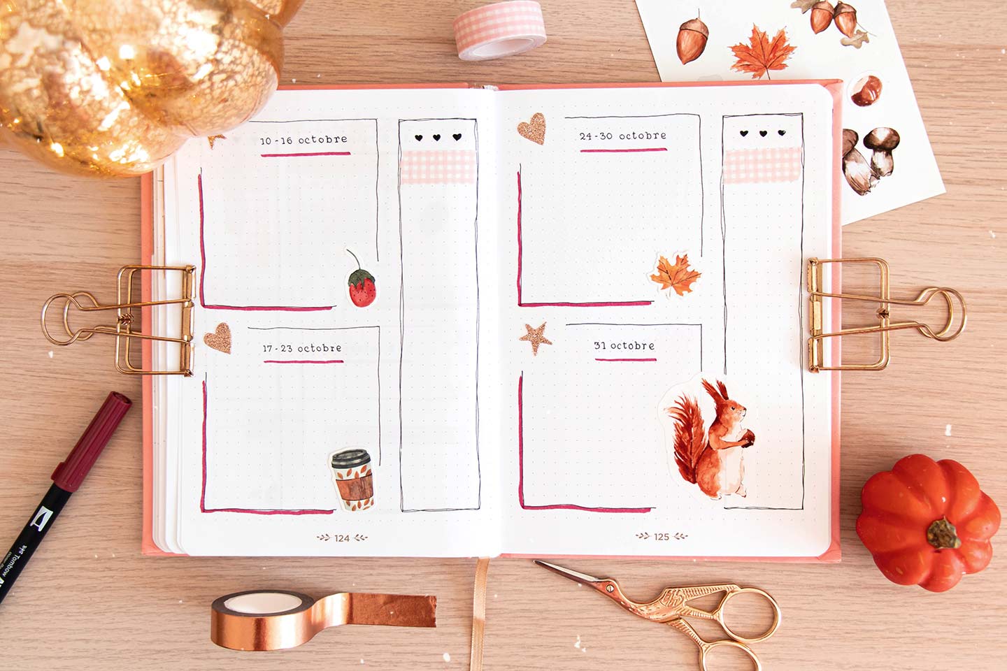 Octobre 2022 dans mon bullet journal – thème automnal - Manayin